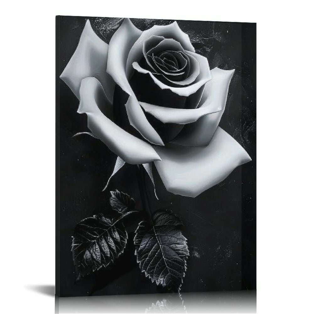 ARISTURING Vintage Rose Canvas Wall Art, Retro Black And White Rose ...
