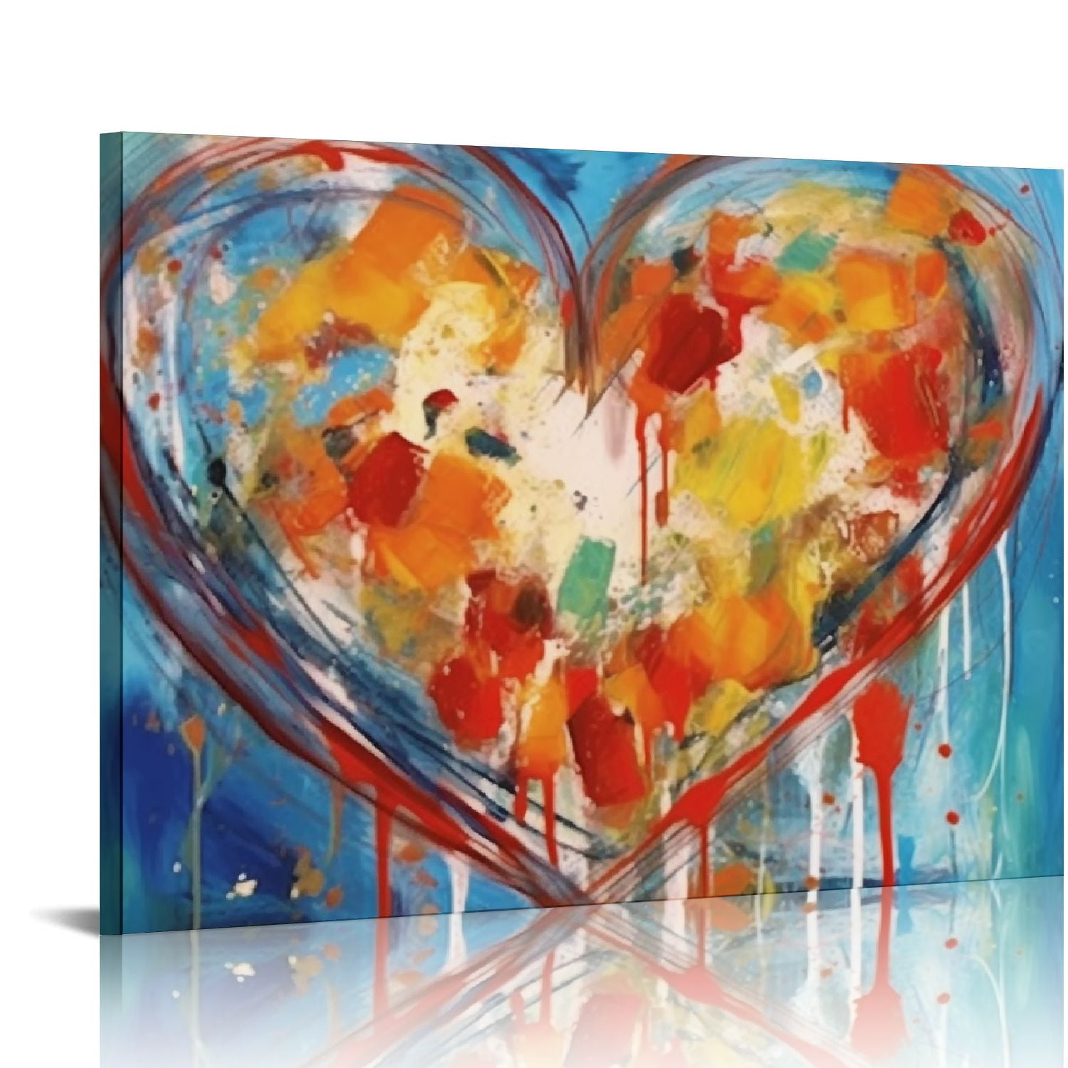 ARISTURING VividHome Colorful Love Heart Canvas Wall Art Abstract ...