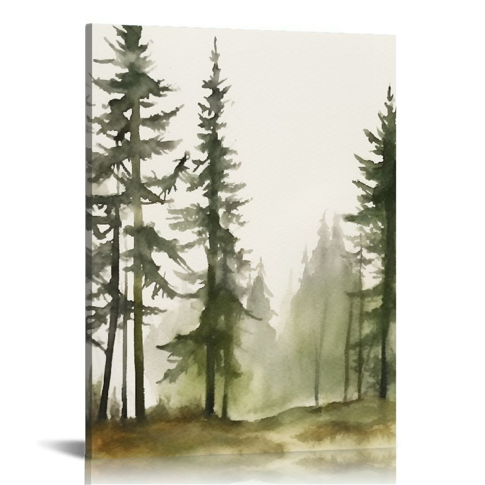 ARISTURING Wall Art Print Set Watercolor Dark Green Forest Pine Trees ...