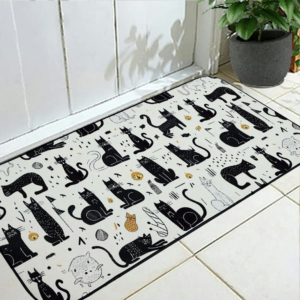 Jiayy Washable Rug - Bohemian Cute Cat Rugs for Living Room, Kitchen ...