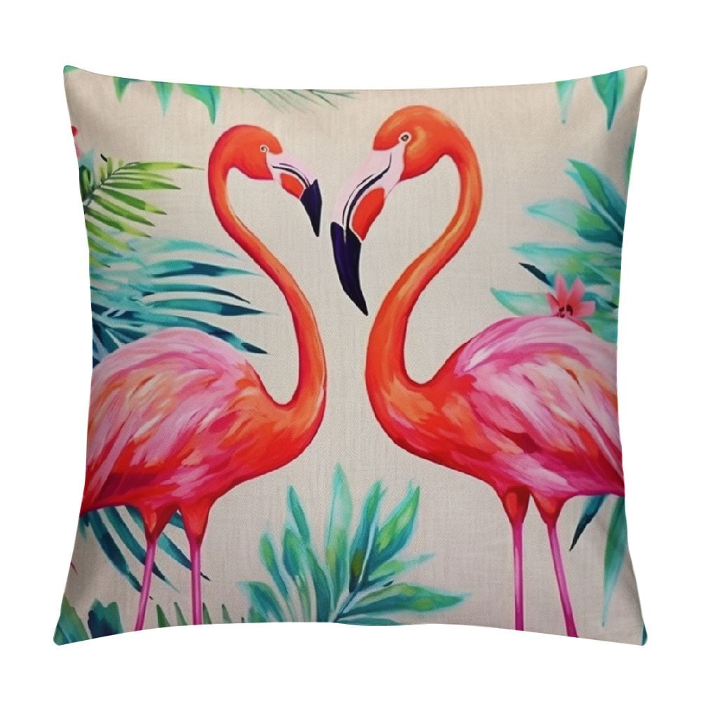 ARISTURING Watercolor Flamingo Throw Pillow Covers Summer Tropical ...