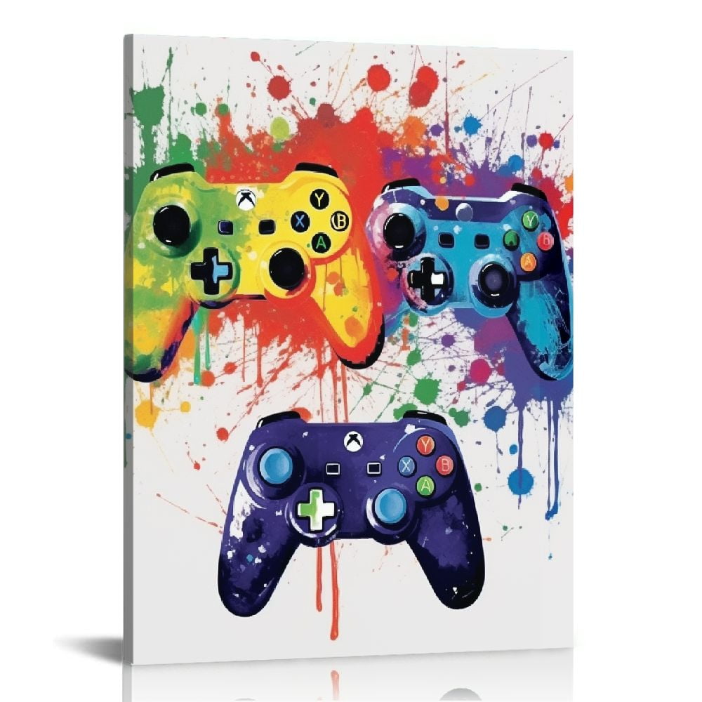 ARISTURING Watercolor Gamers Canvas Wall Art Video Game Canvas Print ...