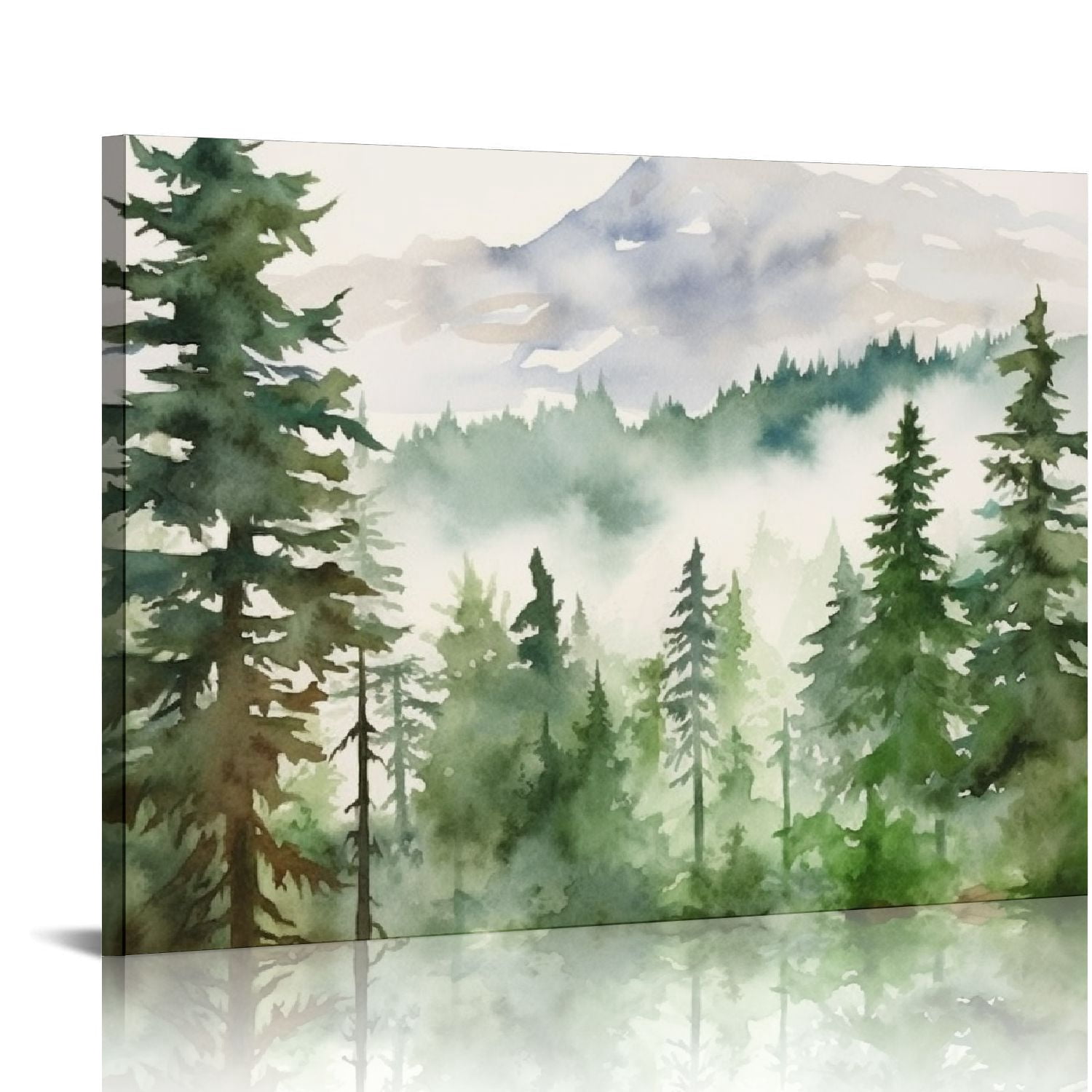 ARISTURING Watercolor Pine Tree Forest Wall Art, Nature Wilderness ...