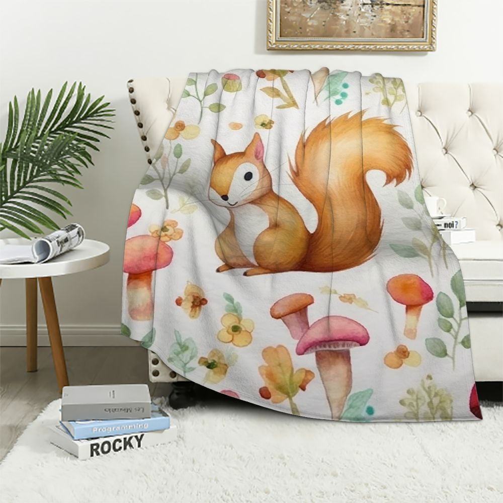 ARISTURING Watercolor Squirrel Throw Blanket for Couch - Thick Fuzzy ...