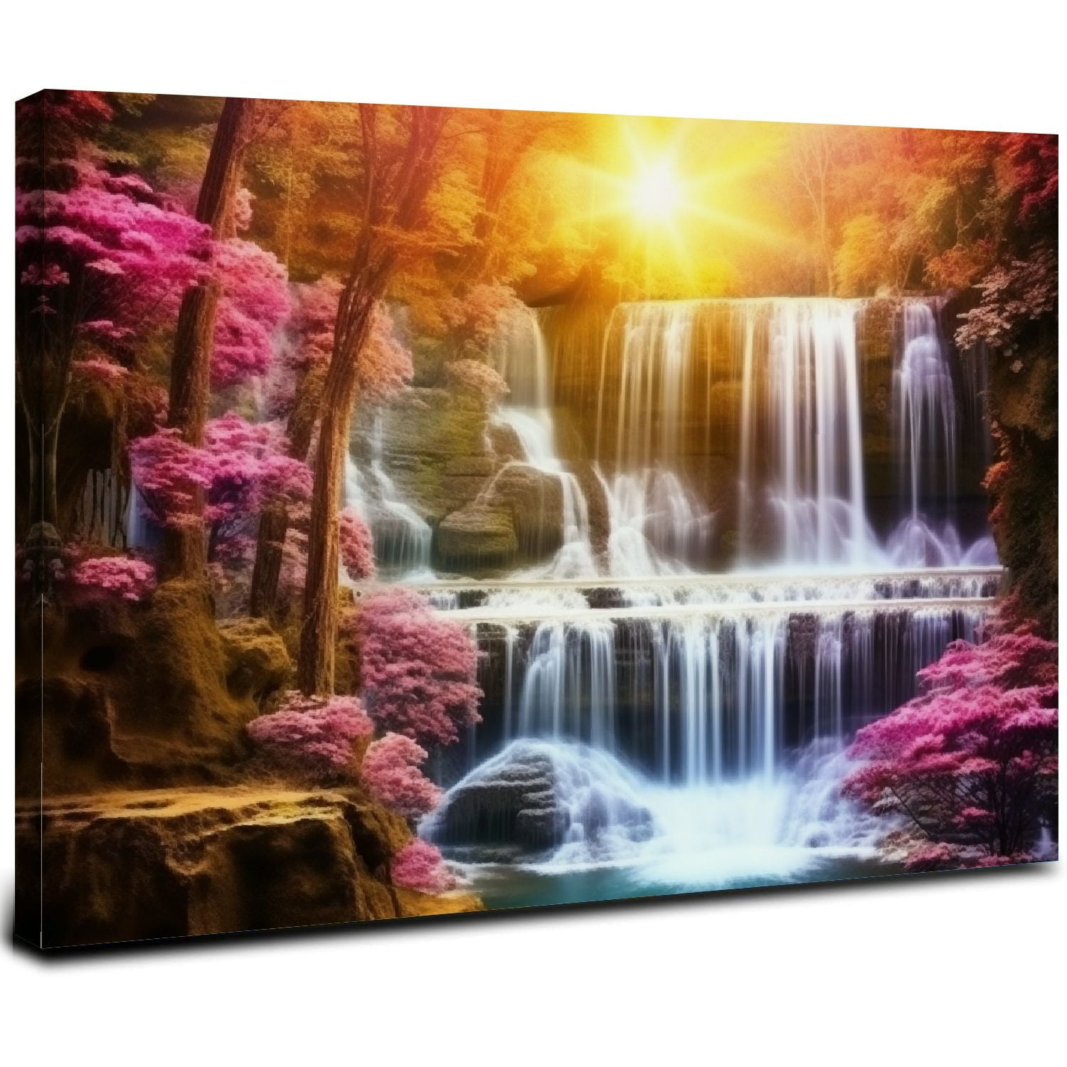 ARISTURING Waterfall Canvas Art Wall Decor Waterfall Forest Picture ...