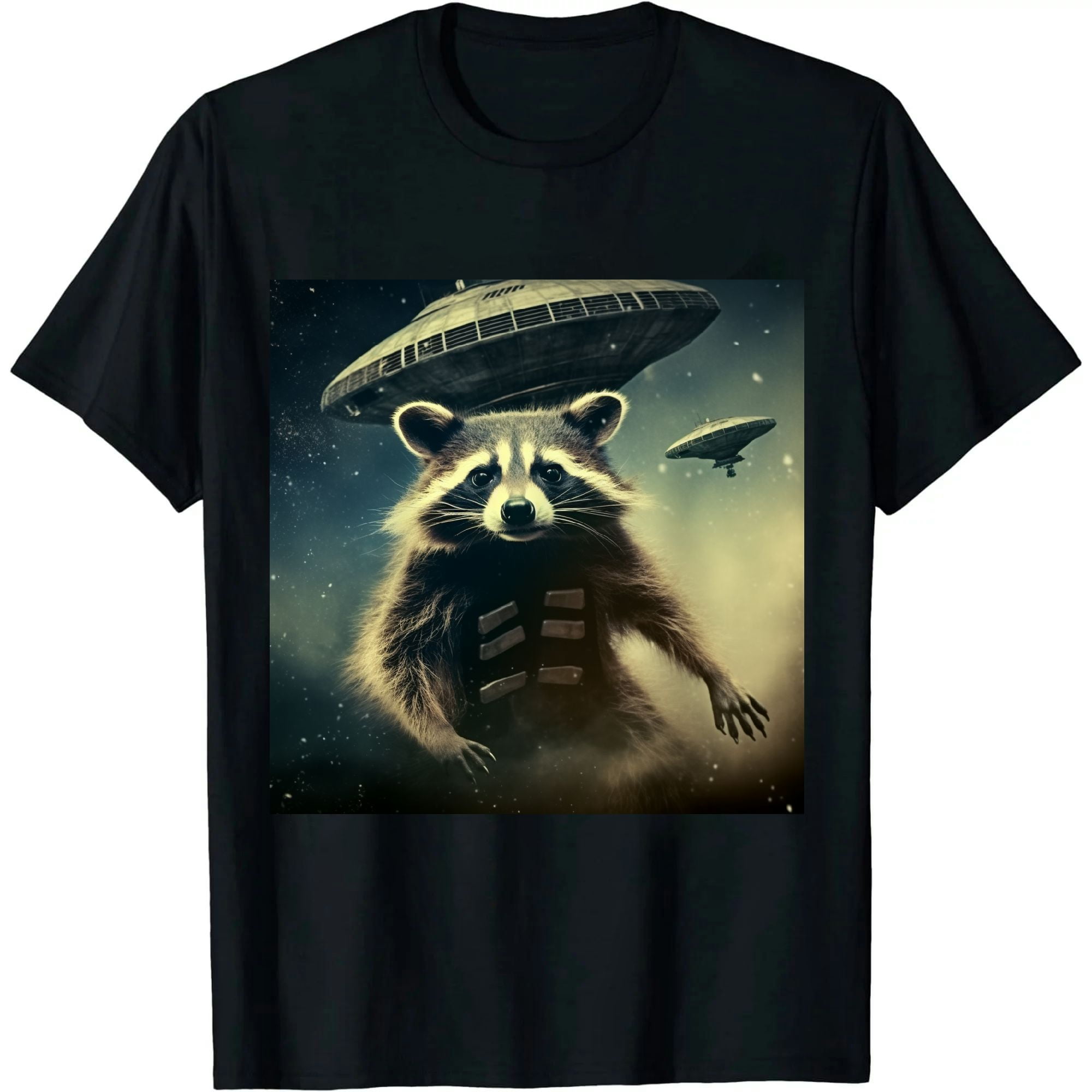 ARISTURING Weird UFO Raccoon Alien T-Shirt - Walmart.com