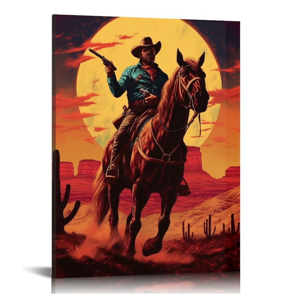 ARISTURING Western Cowboys Print, Vintage Cowboy Decor, Cowboy Western ...