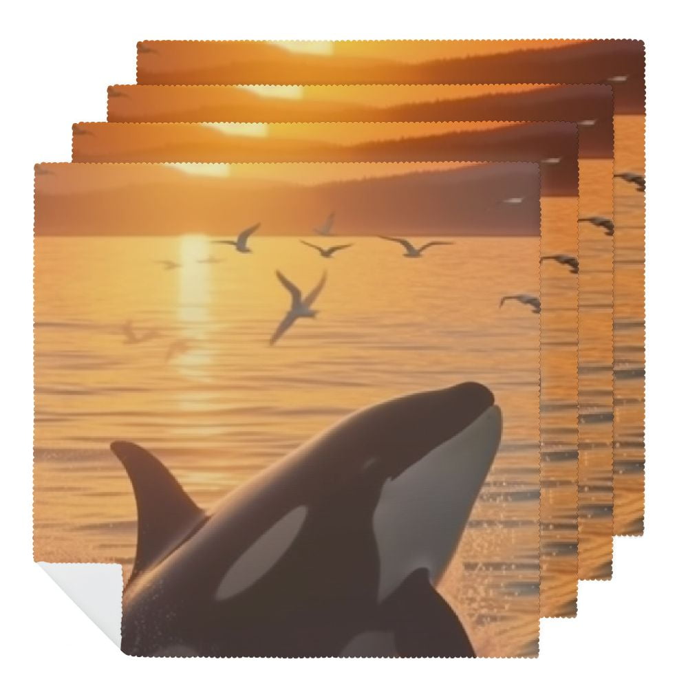 ARISTURING Whale Birds Sunset Cloth Napkins for Farmhouse Party Dining ...