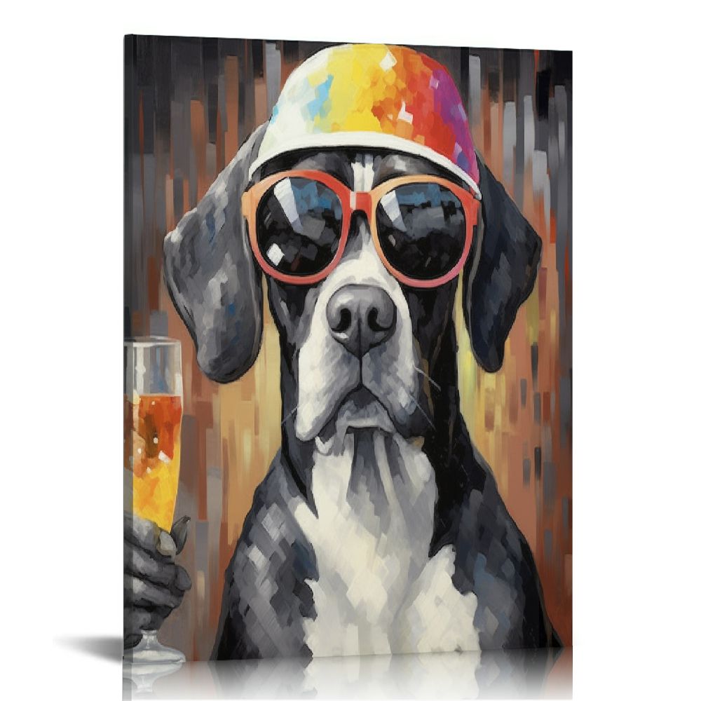 ARISTURING Whimsical Puppies Painting Printed on Canvas Funny Dog Wall ...