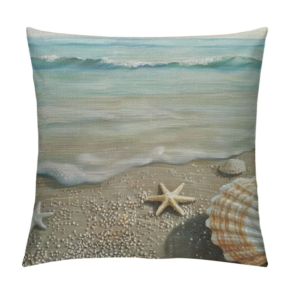 ARISTURING White Shells Pillow Covers Landscape Tropical Beach Blue Sea ...