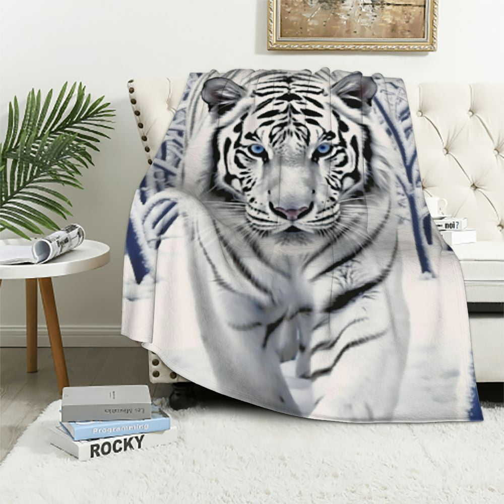 ARISTURING White Tiger Blanket Soft Throw Blanket Plush Weighted ...