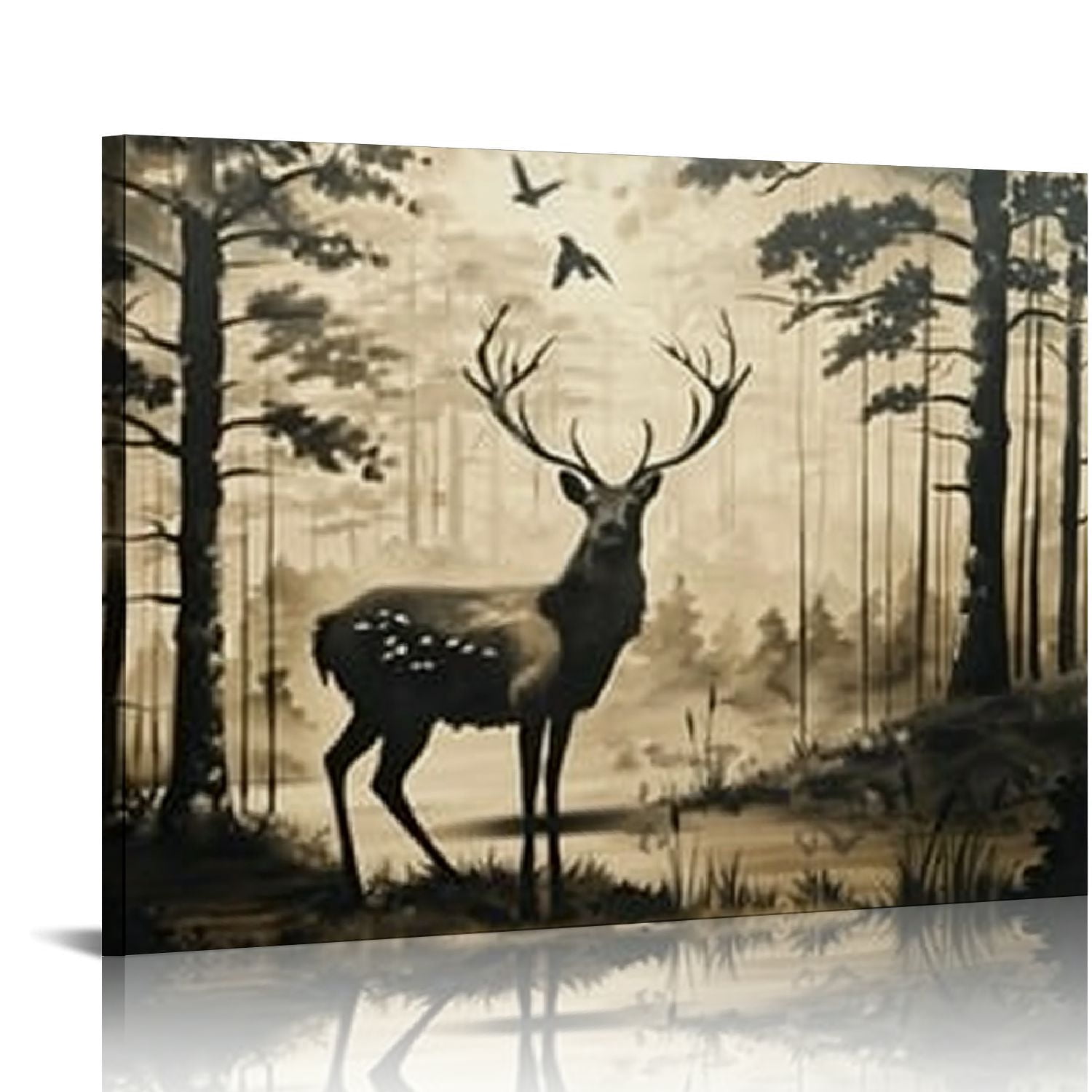 ARISTURING Wild Animal Canvas Wall Art Rustic Cabin Decor Mountain ...