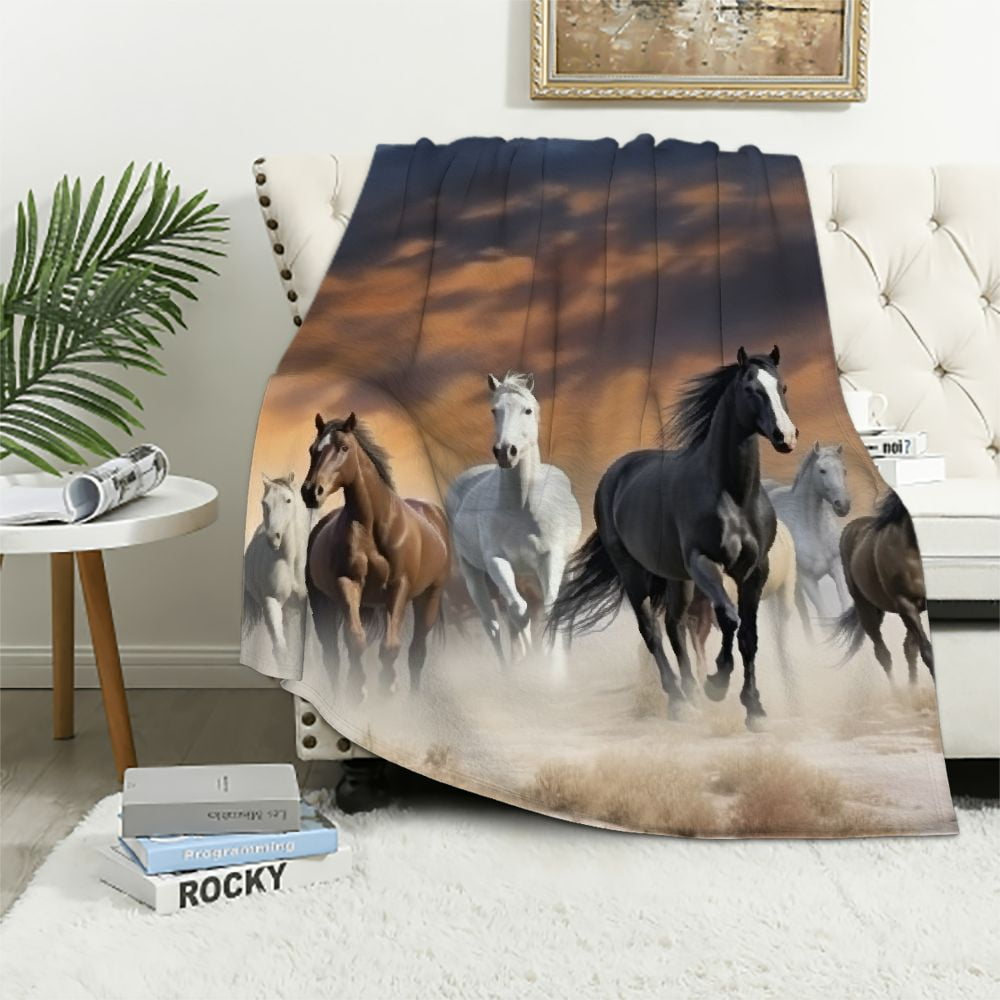 ARISTURING Wild Horses Blanket Horse Blanket Throw for Boys Men Horses ...