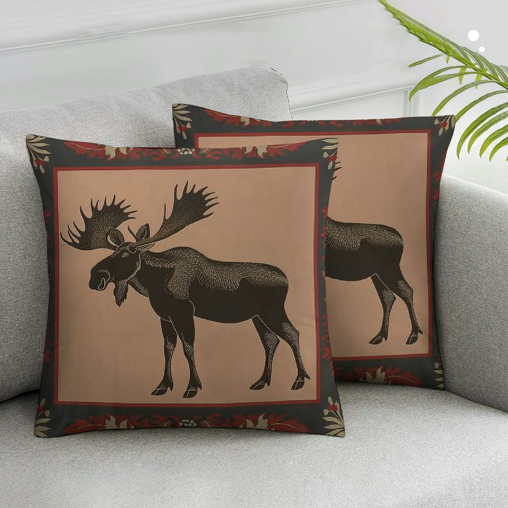Jiayy Wild Moose Silhouette Pillow Cover ,Jungle Wild Animals Country ...