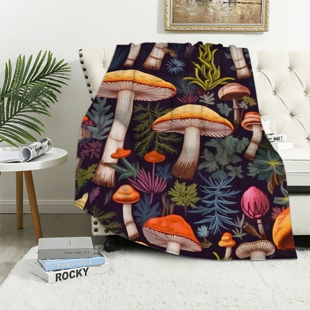 HENGT Wild Mushroom Blanket Super Soft Cozy Warm Mushroom Throw Blanket ...
