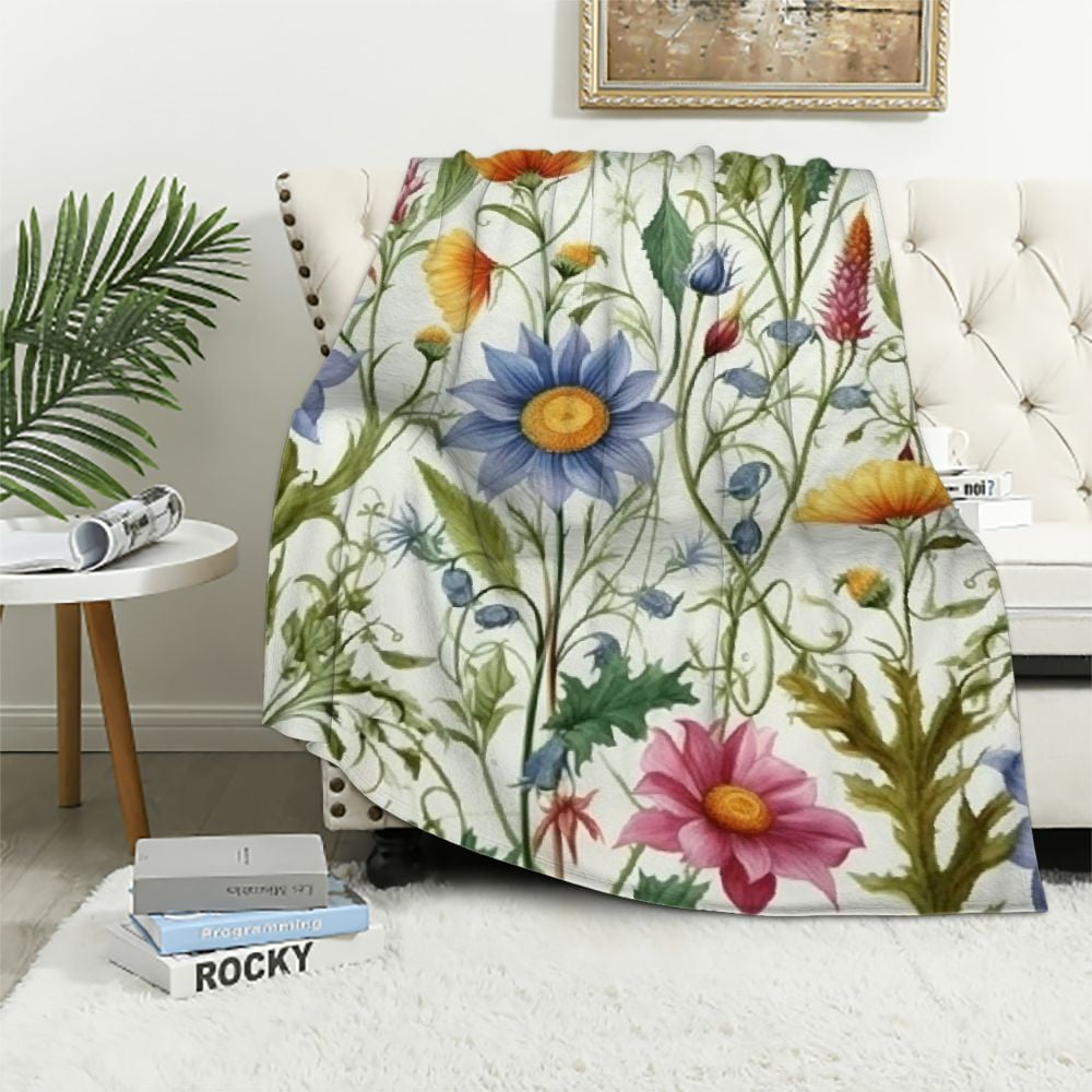 HENGT Wildflowers Floral Throw Blanket for Girls Women Colorful ...