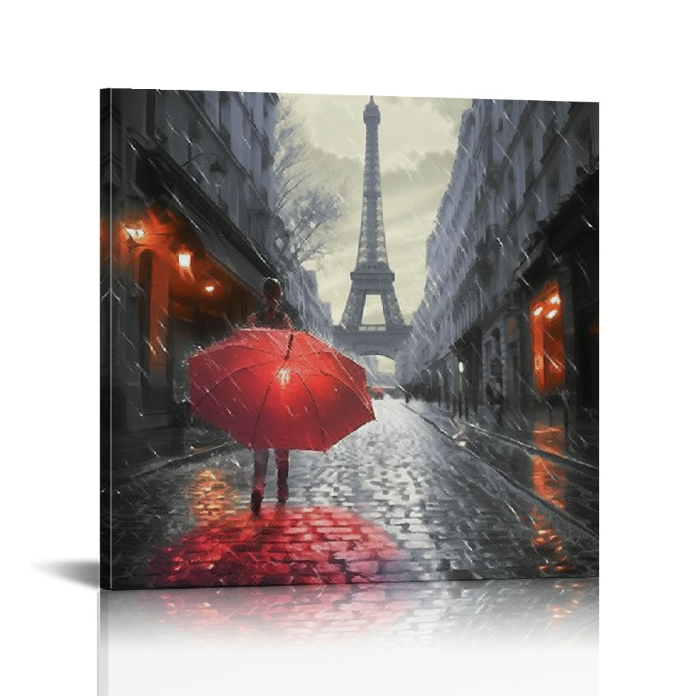 ARISTURING Wind Red Paris Wall Art Canvas Prints Black and White with ...