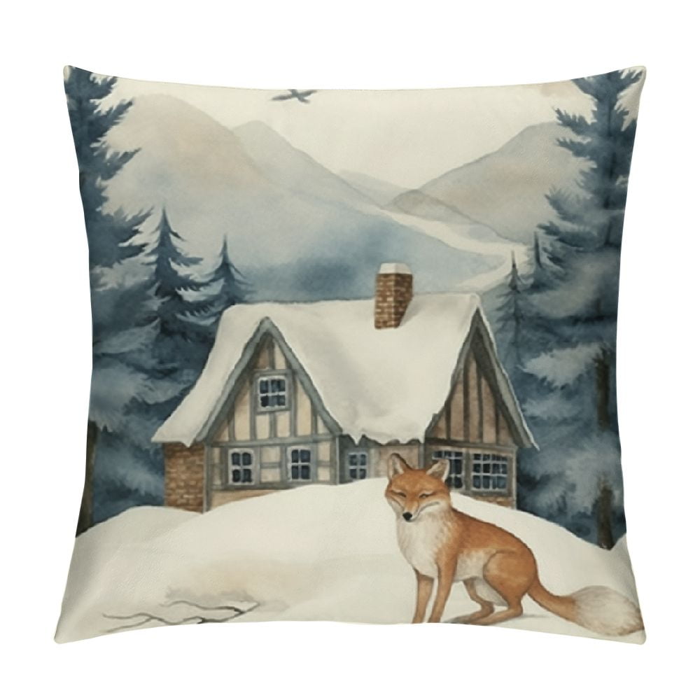 HENGT Winter Wonderland Reindeer Fox Decorative Throw Pillow Covers ...