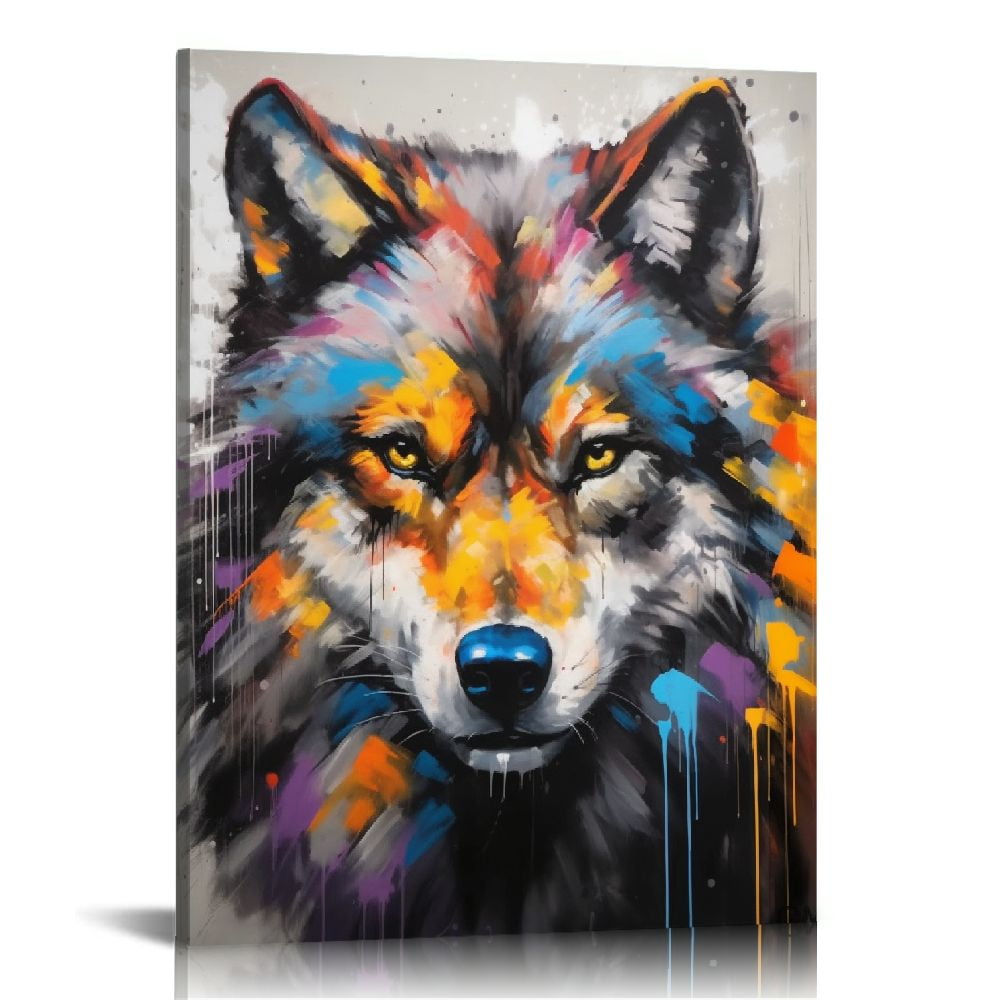ARISTURING Wolf Art Print, Animal Painting Wall Art Abstract Artwork ...
