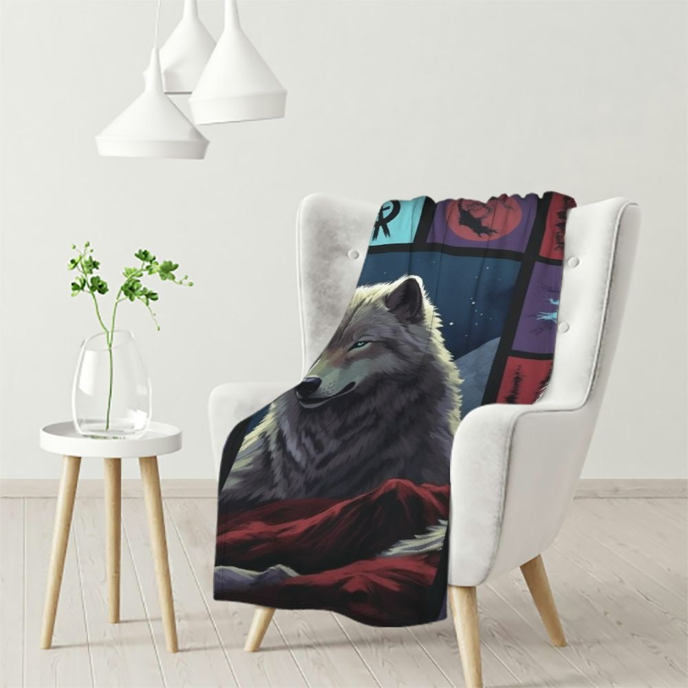 ARISTURING Wolf Blanket Wolf Decor Throw Blanket Comfy Plush Flannel ...