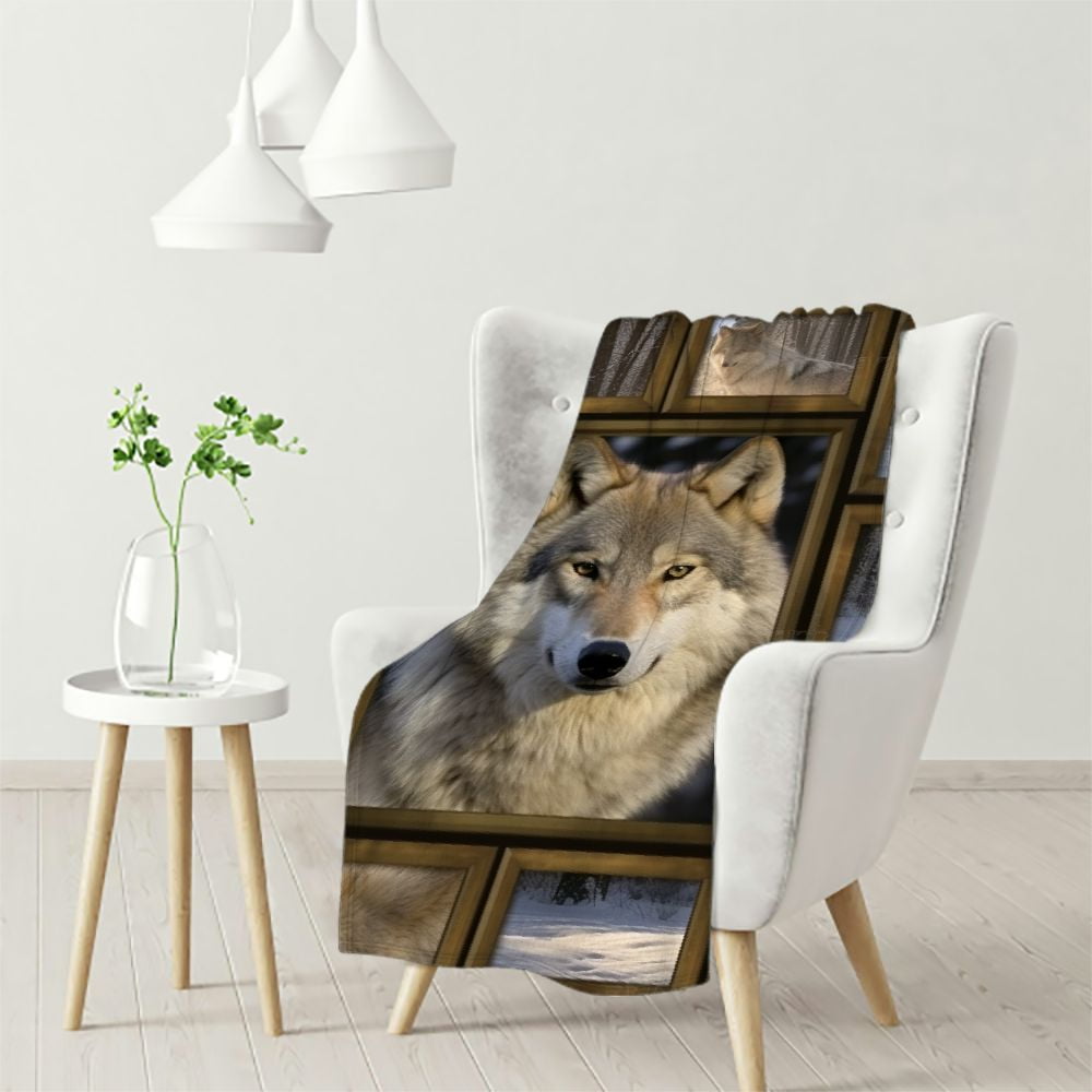 ARISTURING Wolf Blanket Funny Wolf Wolves Animal Throw Blankets for Men ...
