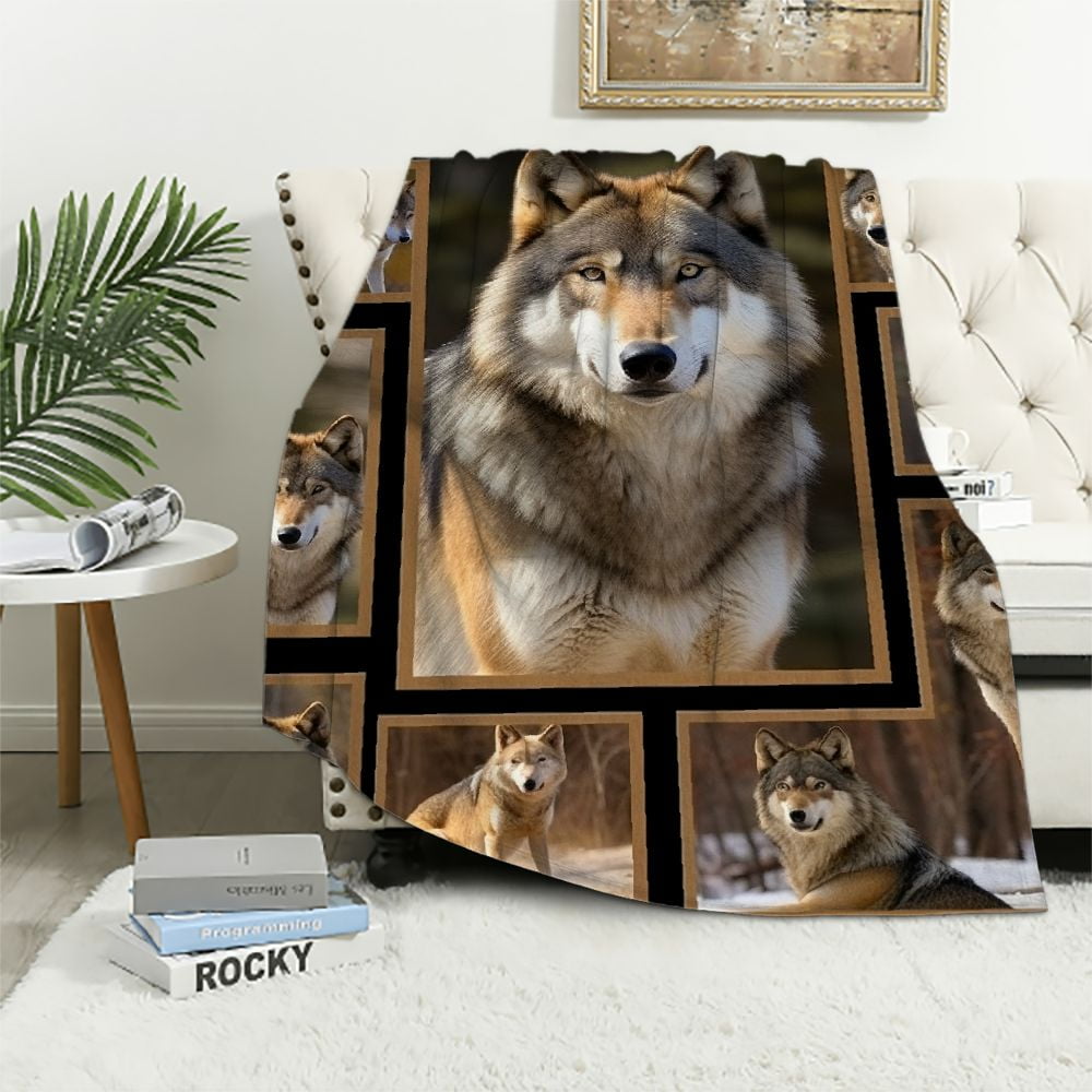 ARISTURING Wolf Blanket Funny Wolf Wolves Animal Throw Blankets for Men ...