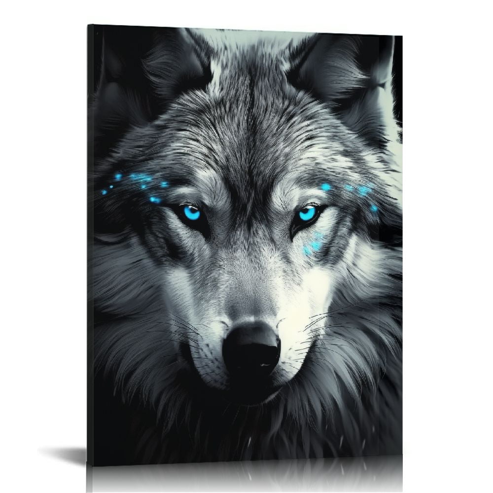 ARISTURING Wolf Canvas Wall Art Animal Painting Print Black and White ...