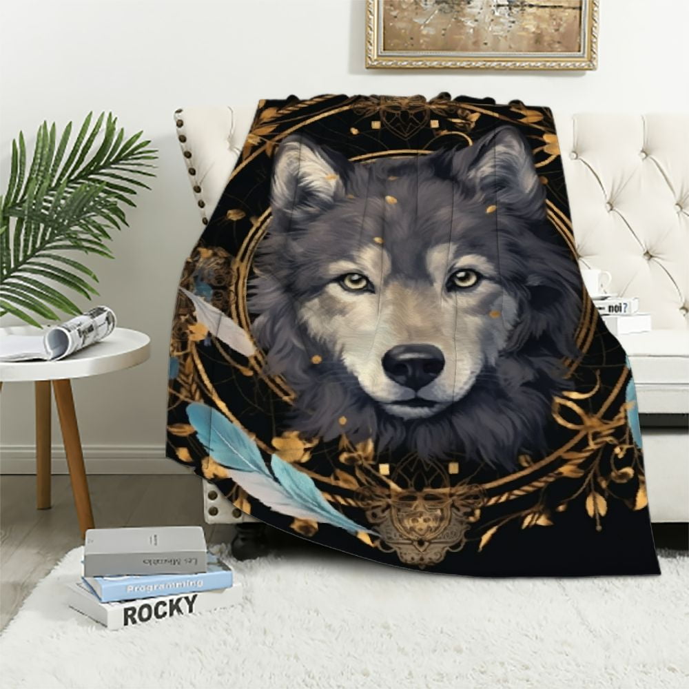 ARISTURING Wolf Dream Catcher Throw Blanket Soft Cozy Plush Warm Blanket for Sofa Couch Bed ...