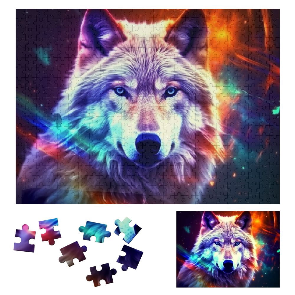 ARISTURING Wolf Hologram Wooden Jigsaw Puzzle - Wooden Gift for Family ...