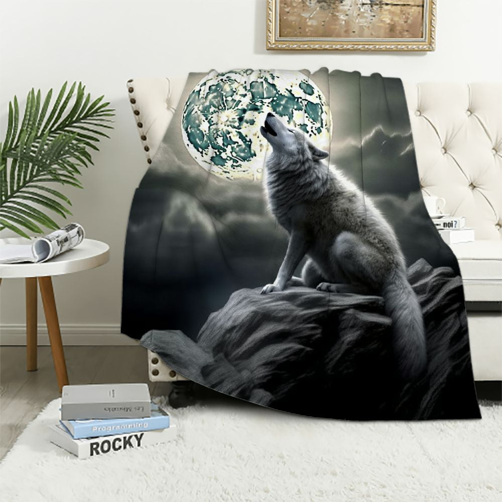 ARISTURING Wolf Print Soft Velvet Plush Throw Blanket Cozy Lightweight ...