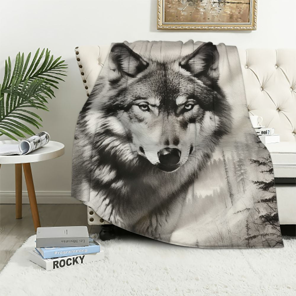HENGT Wolf Throw Blanket for Men Boys, Wolf Gift Super Soft Flannel ...