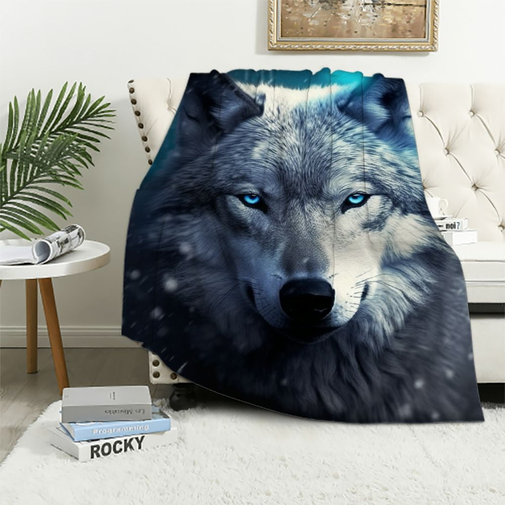 HENGT Wolf Throw Blanket for Sofa Couch Bed Safari Animal Pattern Plush ...
