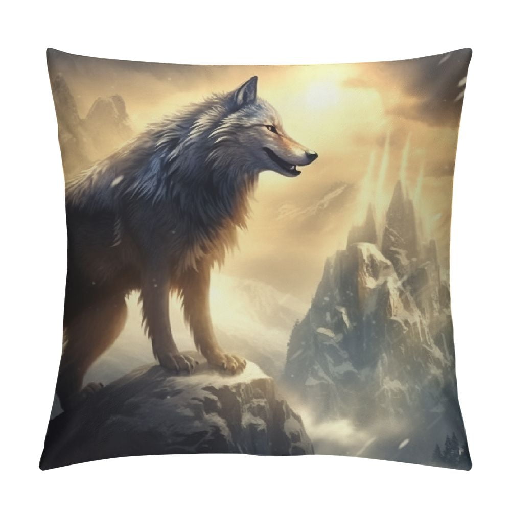 ARISTURING Wolf Throw Pillow Cover, Soft Square Cushion Case for Couch ...