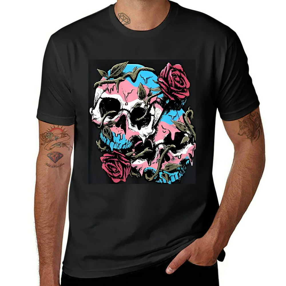 ARISTURING gender Pride Flag Skull Roses Subtle T-Shirt M - Walmart.com