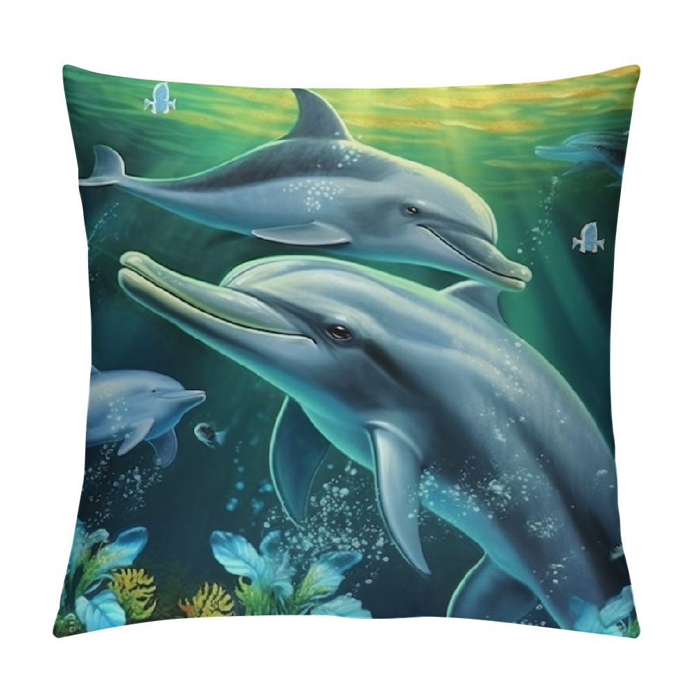 HENGT Dolphins Pillow Covers Sea Animal Ocean Starfish Coral Reef ...