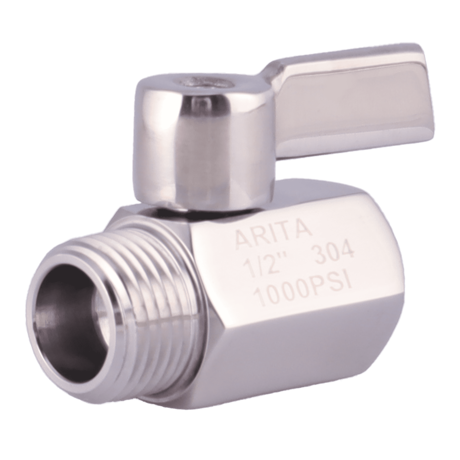 ARITA Mini Ball Valve 1000PSI WOG, Stainless Steel Handle Size: 1/2 ...