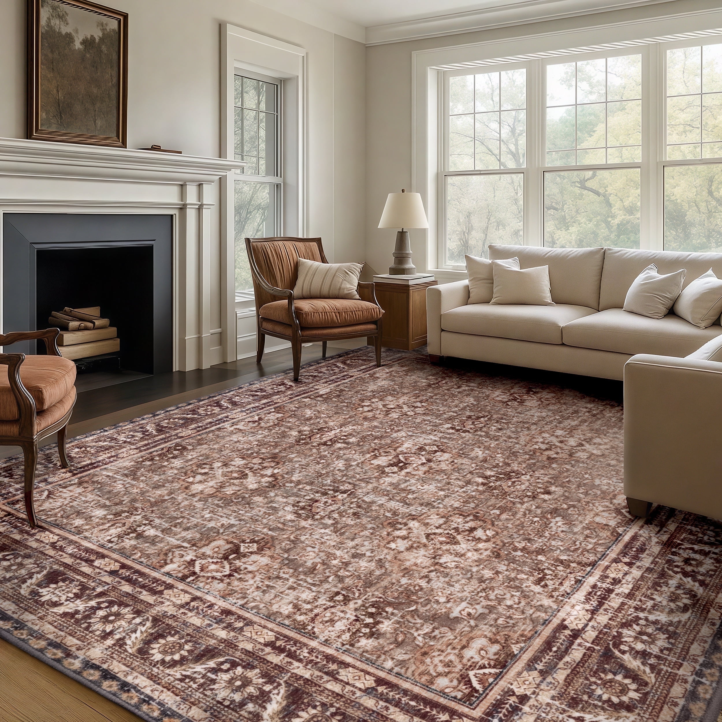 ARJINCUTE Distressed Vintage Low Pile Area Rugs 9'x12', Non-Slips ...