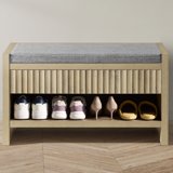 ARKANTOS Fluted Shoe Benches for Entryway with Storage Cushion and 2 ...