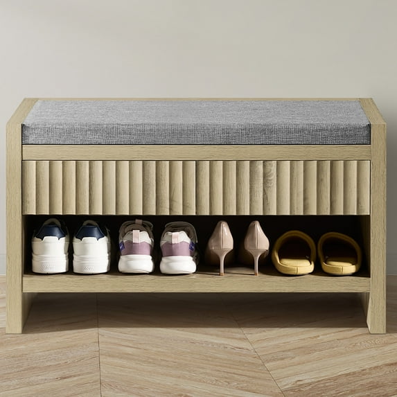 ARKANTOS Fluted Shoe Benches for Entryway with Storage Cushion and 2 ...