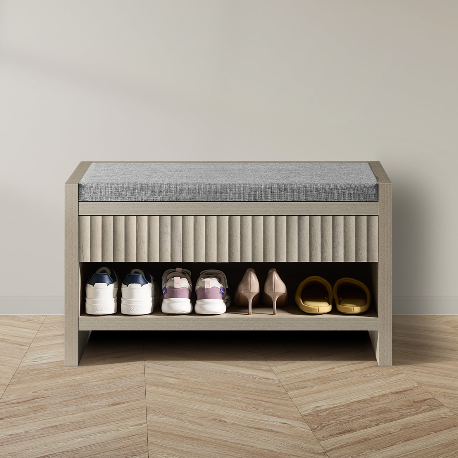 ARKANTOS Fluted Shoe Benches for Entryway with Storage Cushion and 2 ...