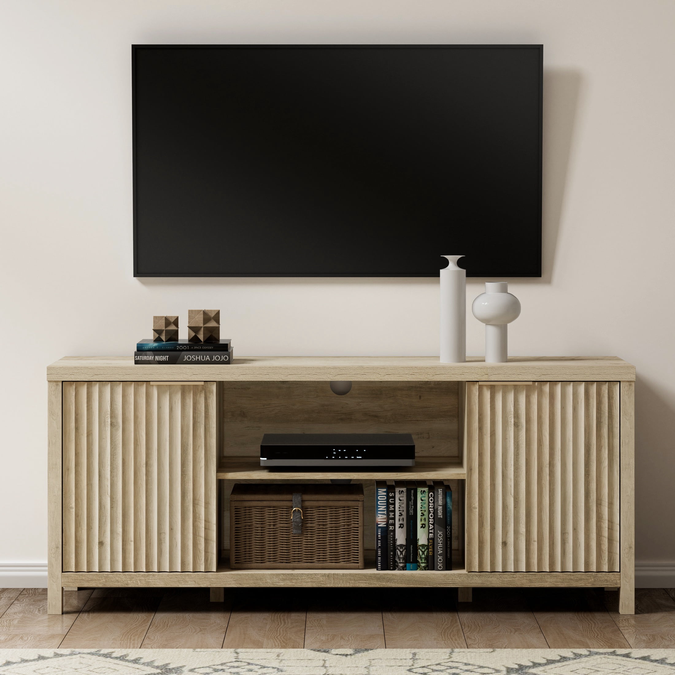 ARKANTOS Mid-Century Modern TV Stand for TVs up to 75 inch, Wave ...