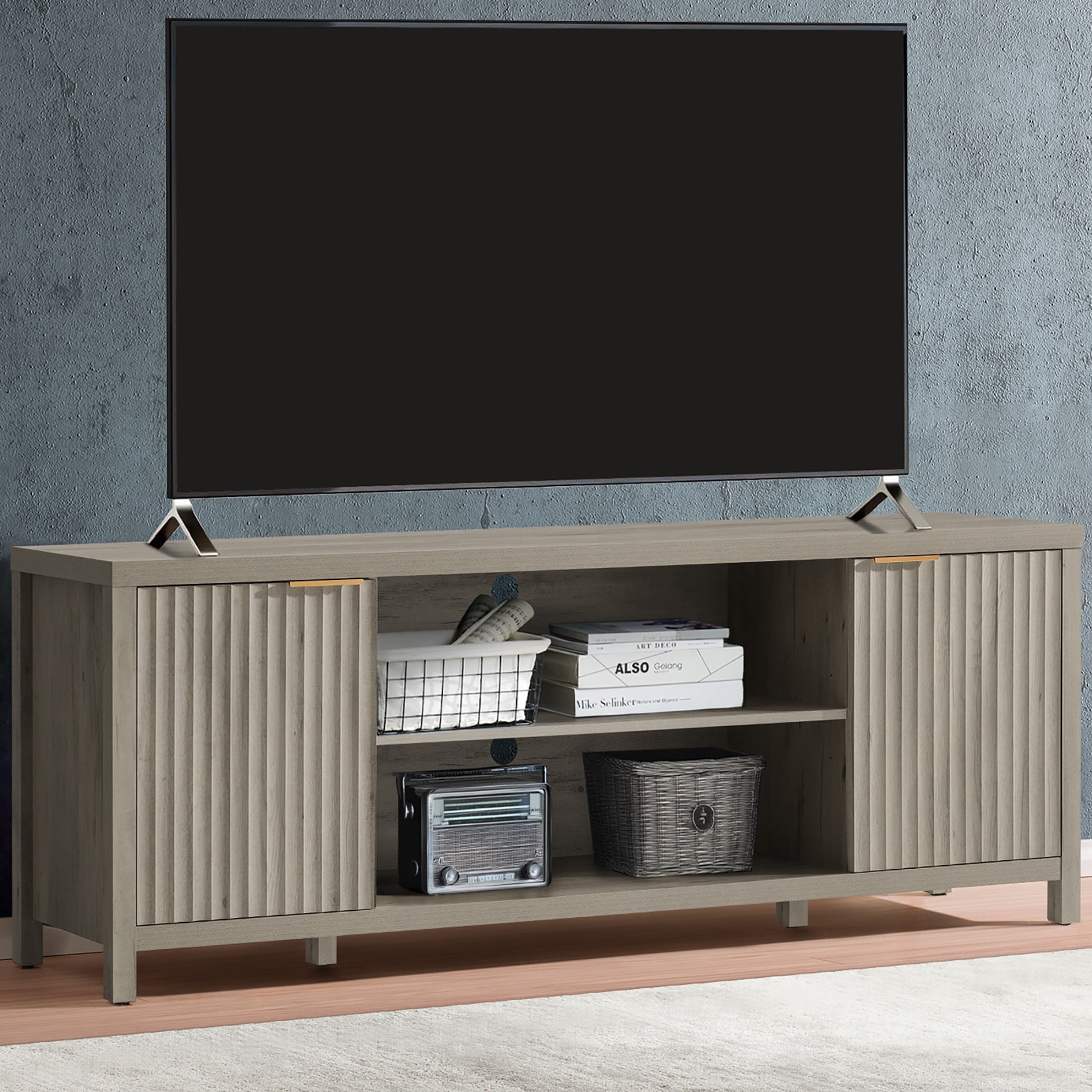 ARKANTOS Mid-Century Modern TV Stand for TVs up to 75 inch, Wave ...