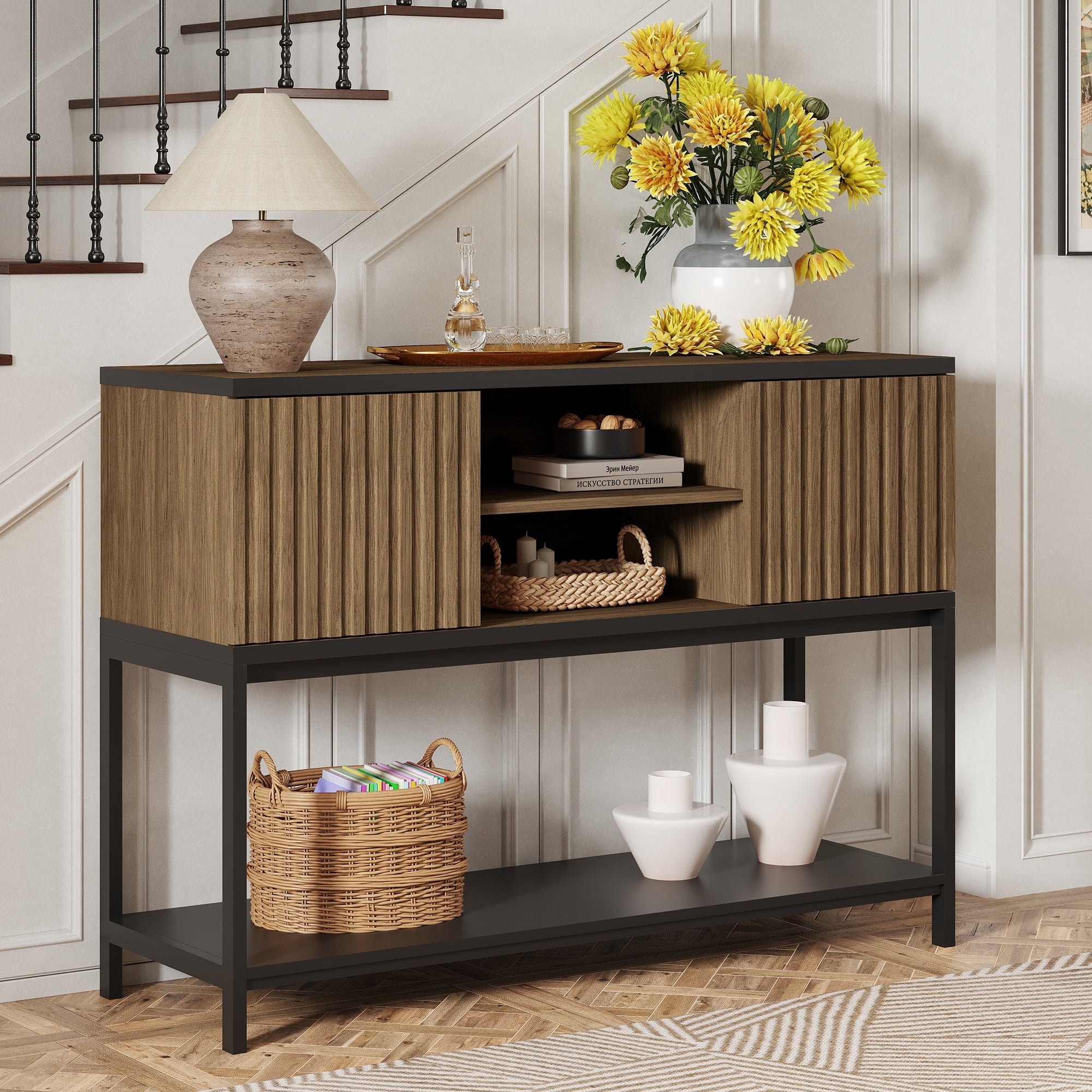 ARKANTOS Console Table, Farmhouse Sofa Table Entryway Table with Storage, Foyer Display Table ...