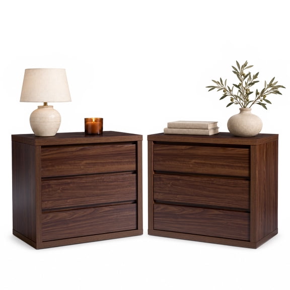 ARKANTOS Farmhouse Nightstand Set of 2, Large Wooden Bedside Table ...