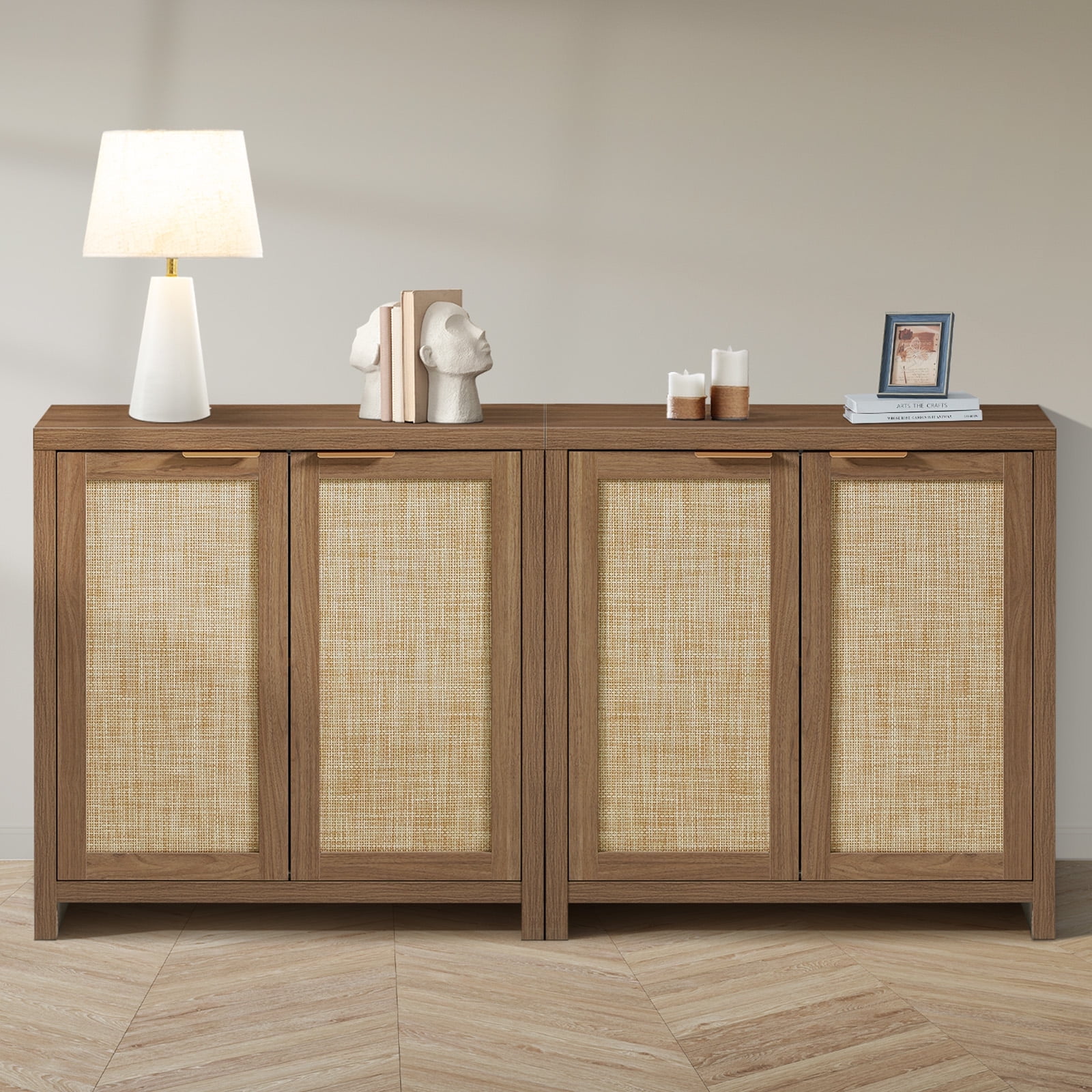 ARKANTOS Rattan Sideboard Buffet Cabinet, Farmhouse Storage Cabinet ...