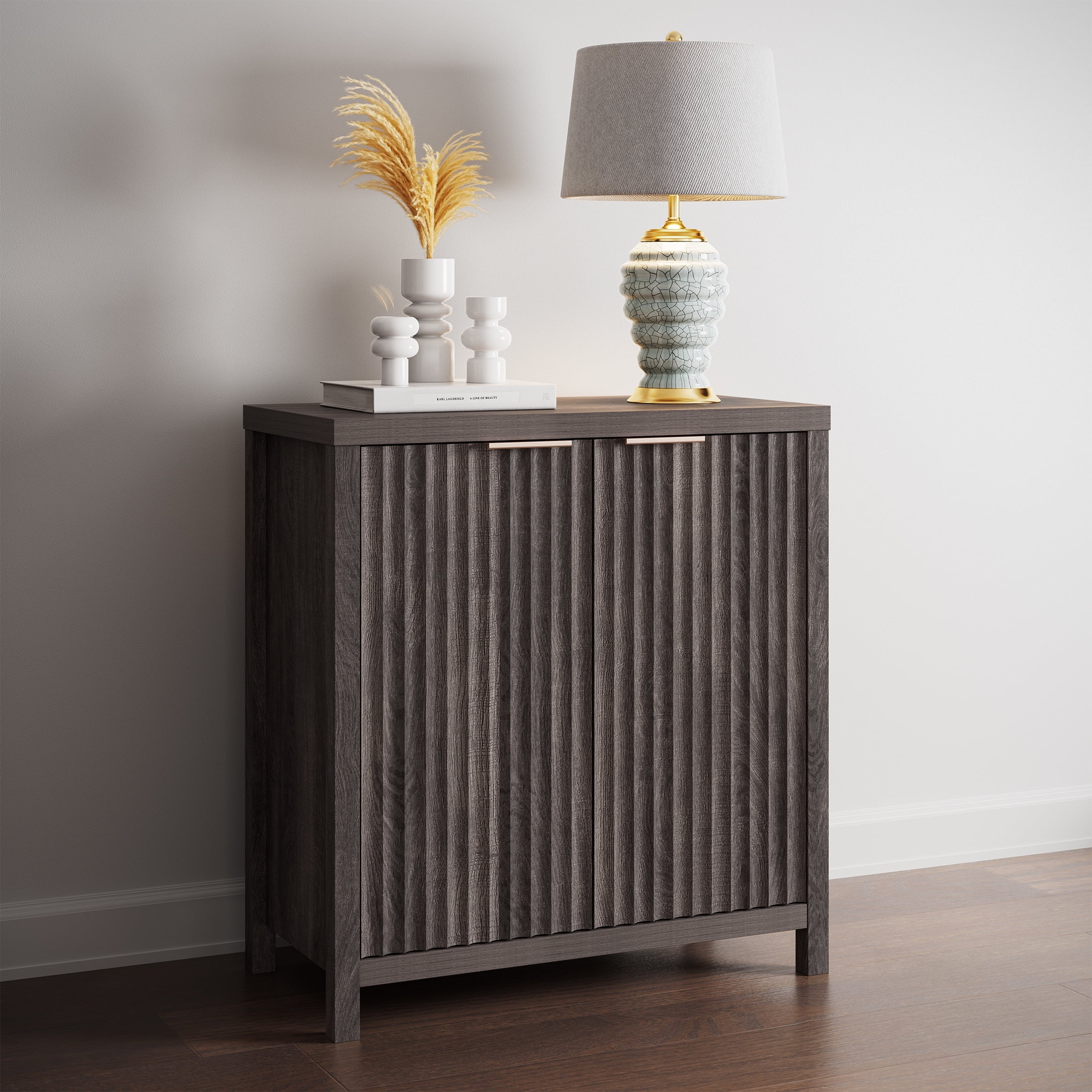 ARKANTOS Sideboard Buffet Cabinet with Fluted Panel Doors and Shelves ...