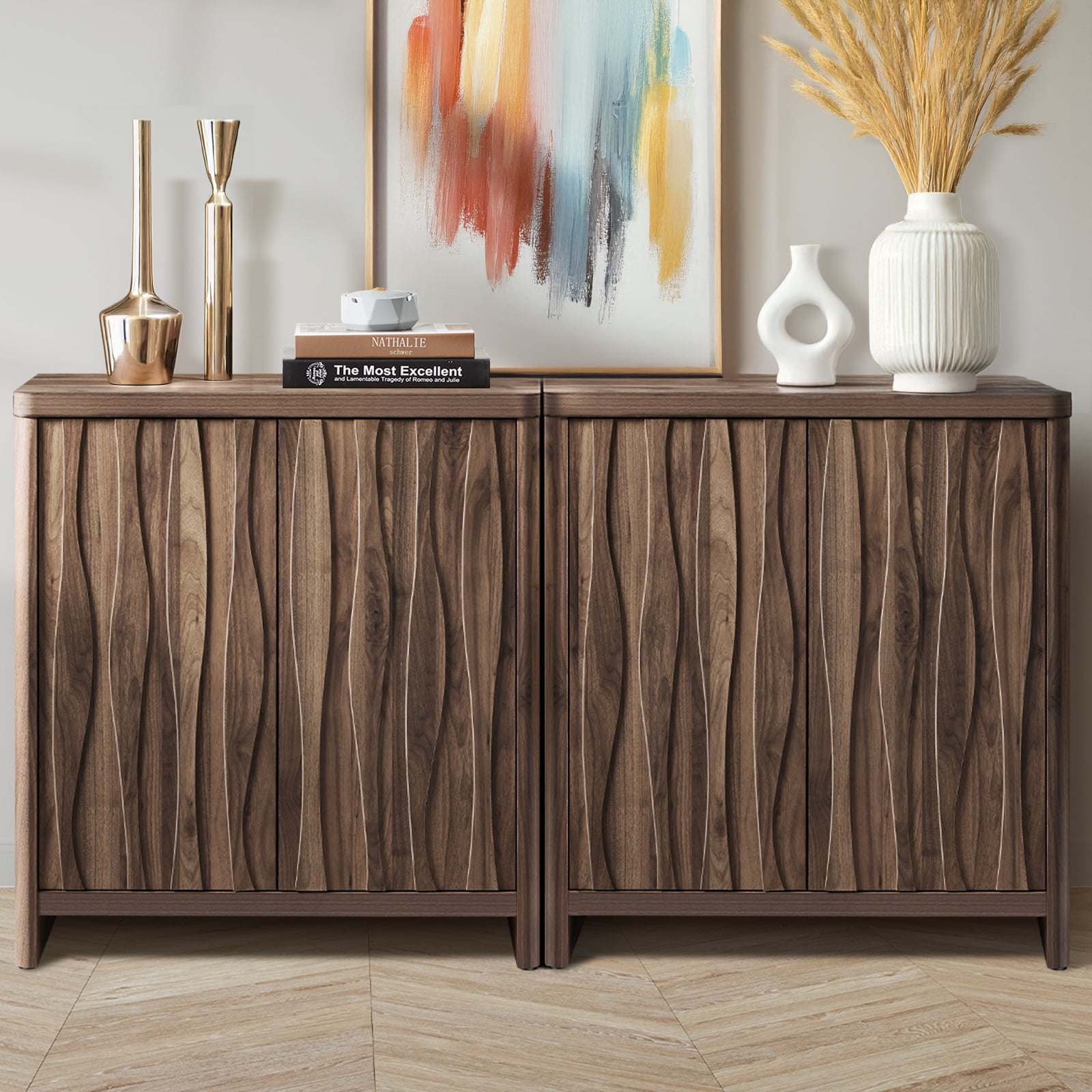 ARKANTOS Sideboards and Buffets Water Ripple Adjustable Shelf Push to ...