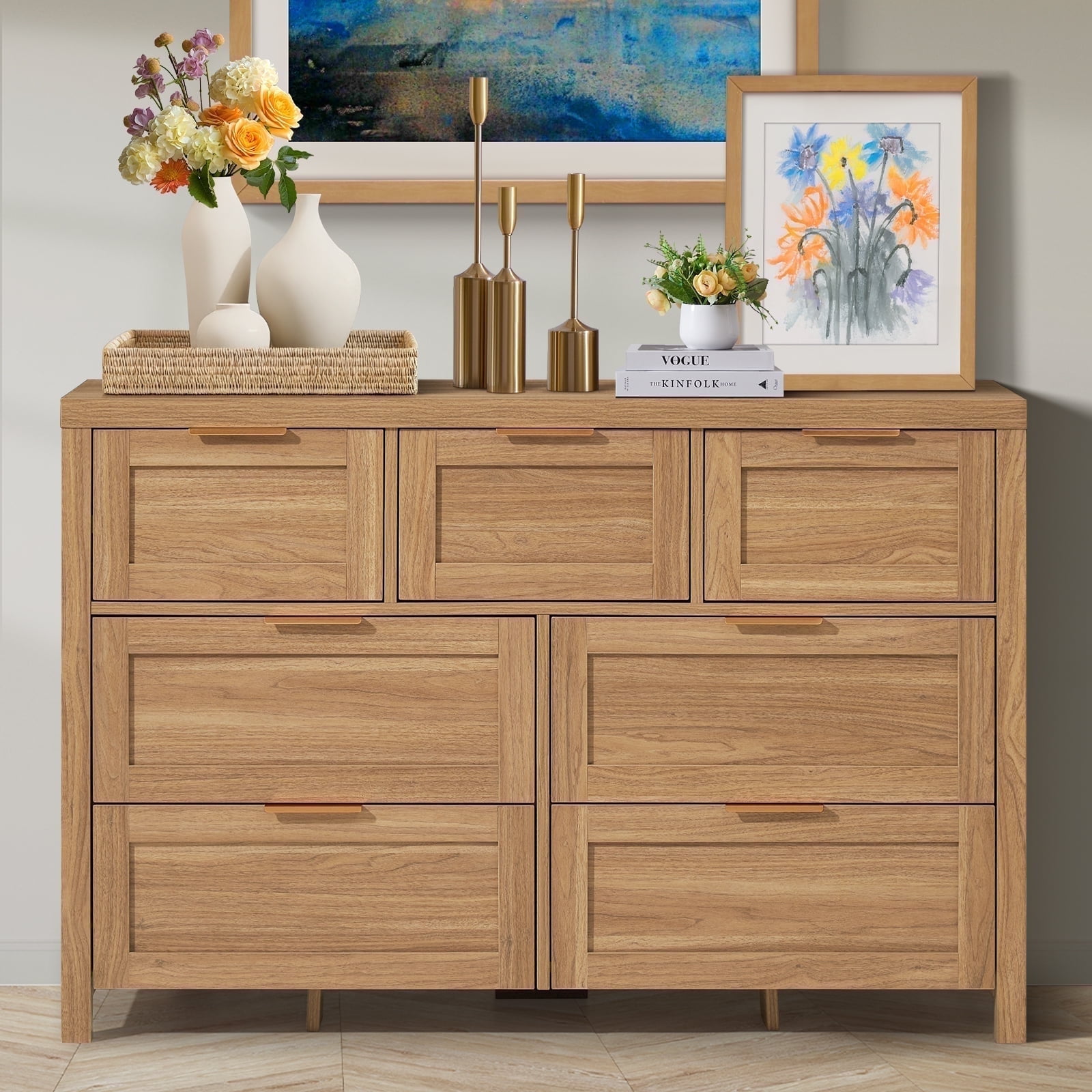 ARKANTOS Wooden 7 Drawer Double Dressers, Wide Chests of Drawers for ...