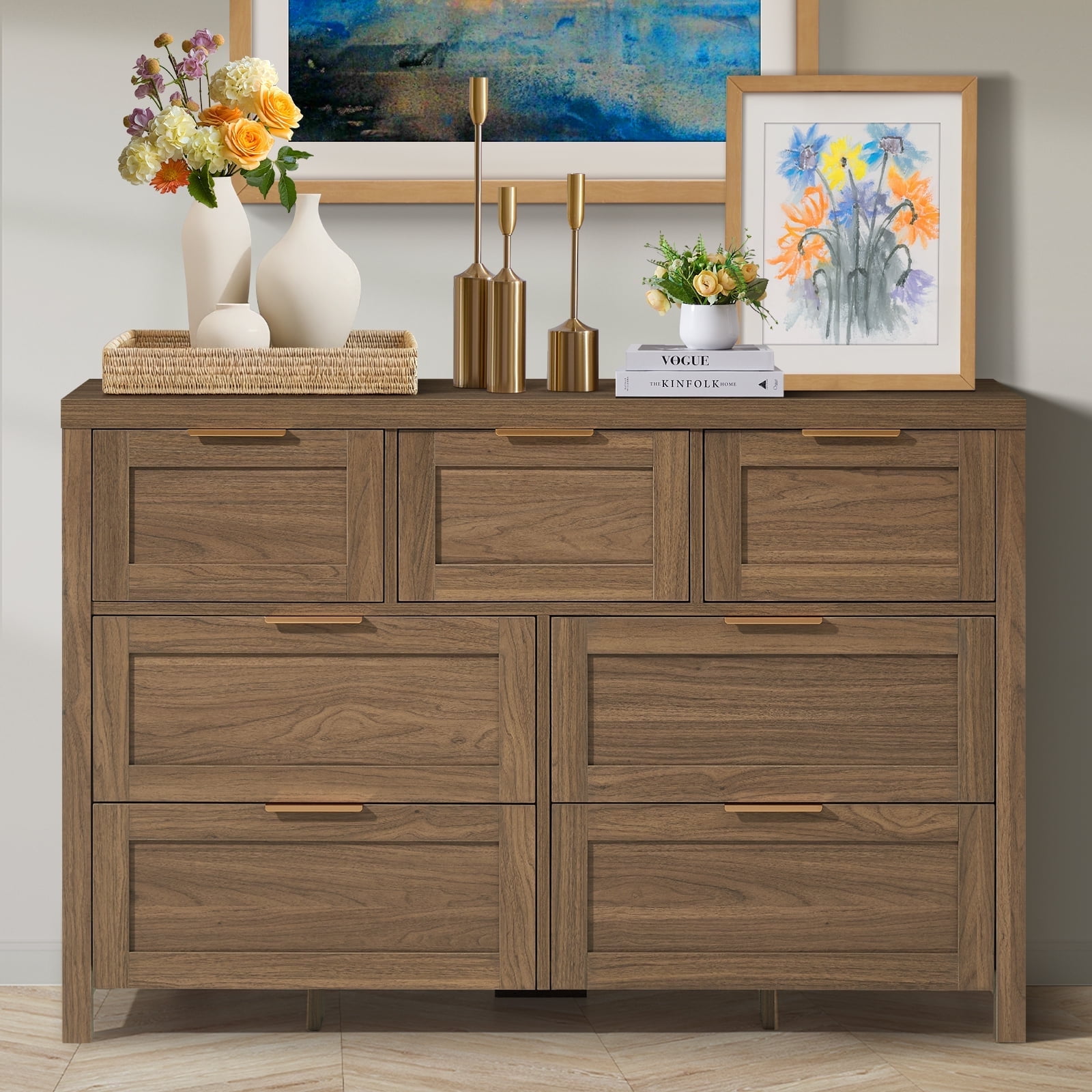 ARKANTOS Wooden 7 Drawer Dressers, 47 Inch Wide Chests of Drawers for ...