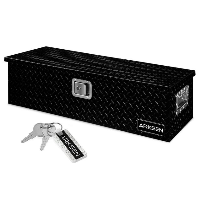"ARKSEN 39"" Black Aluminum Diamond Plate Tool Box, Lockable Storage ...
